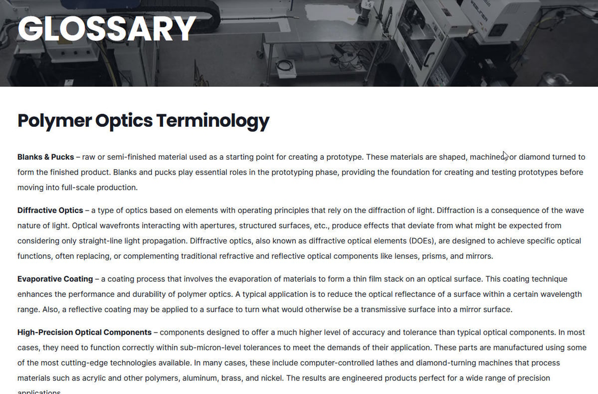 Resources and References for Polymer Optics